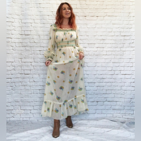 Saba | Dresses | Vintage Saba California 7s Peasant Dress | Poshmark